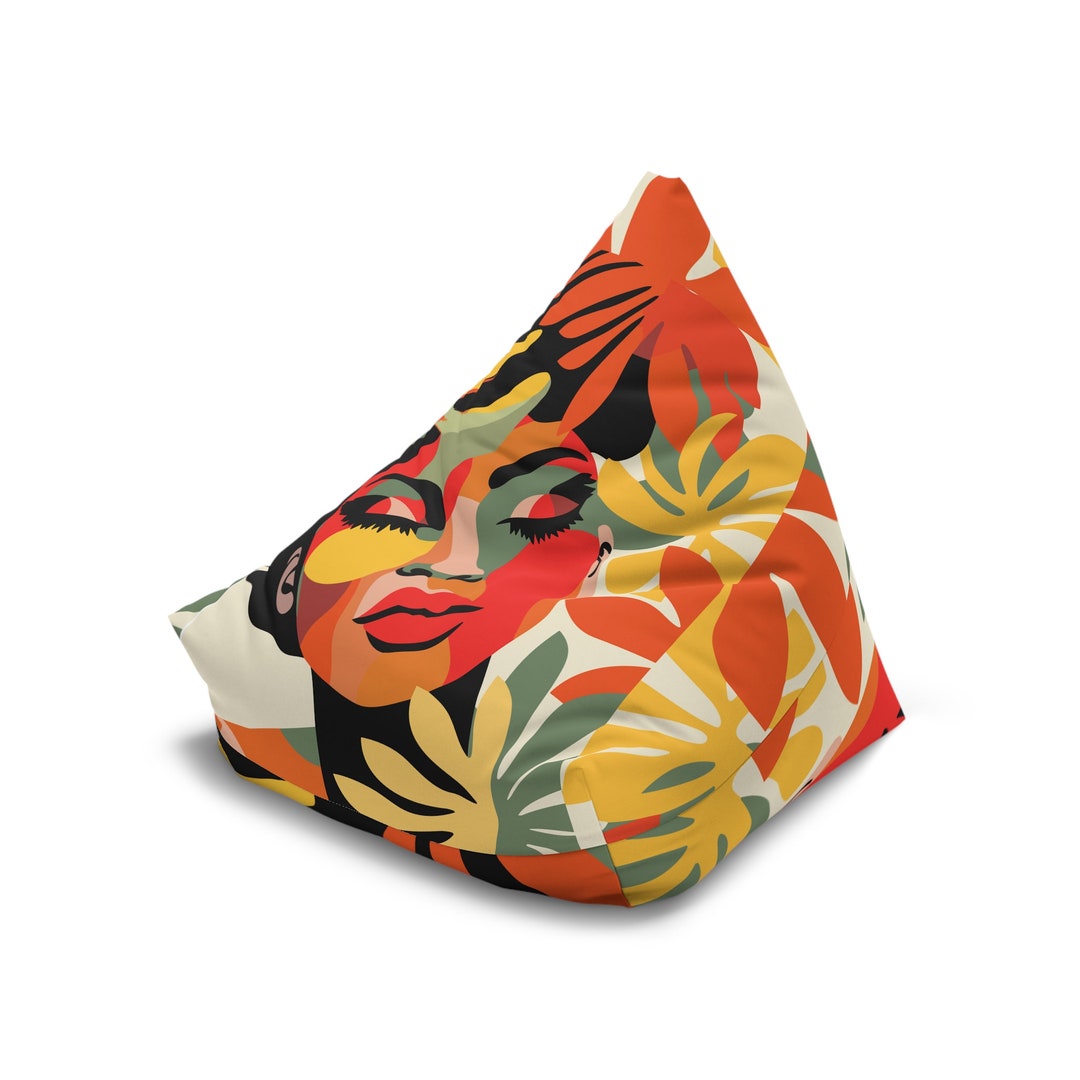 Modern African Art Art Bean Bag, Stylized Portrait, Bold Colors, Ethnic ...