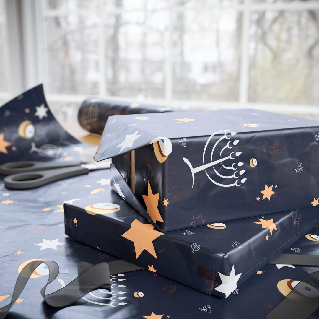 Hanukkah Wrapping Papers Matte or Glossy Finish, Gift Wrap for Hanukkah ...