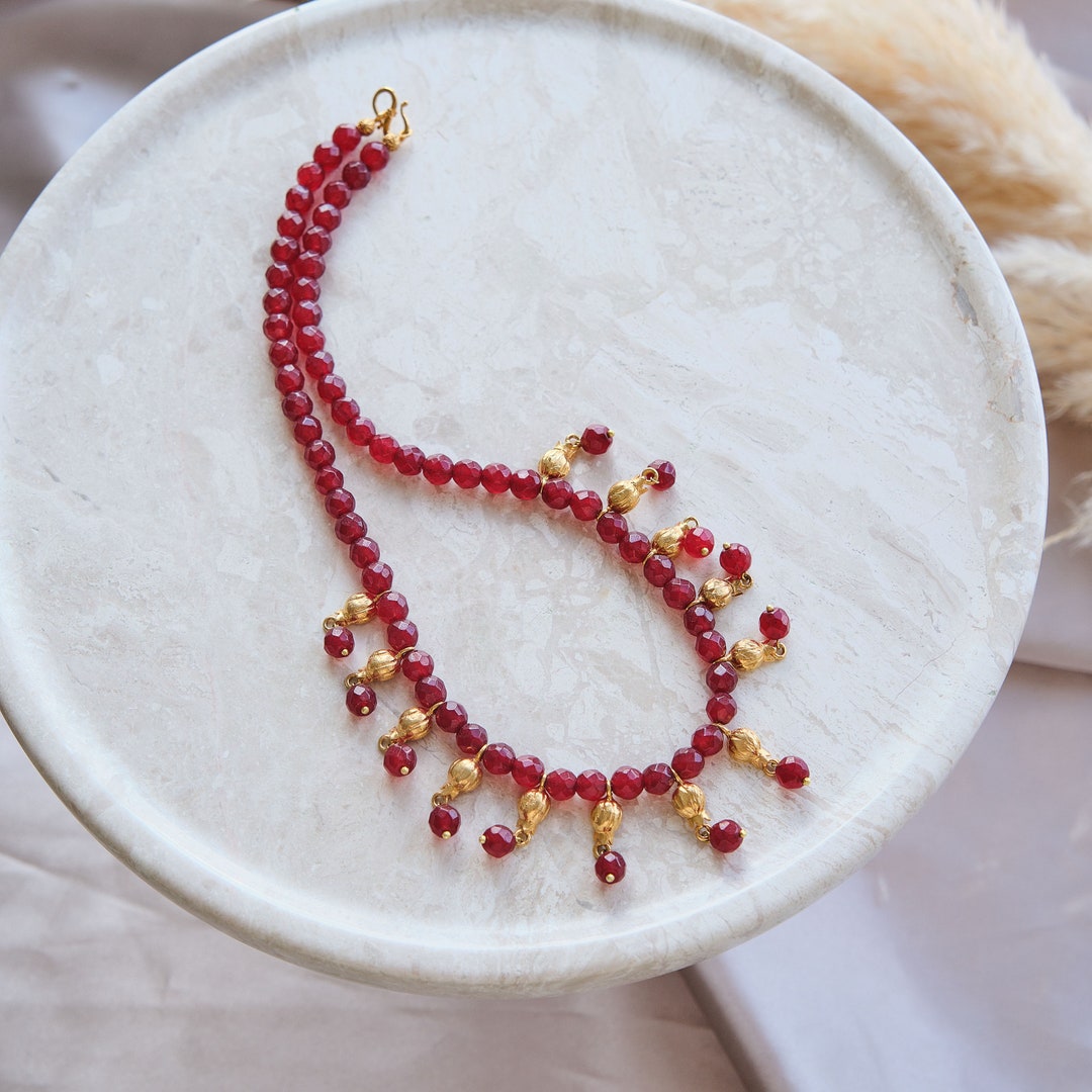 Red Handmade Nacklaces, Gold Necklaces, Authentic Necklace, Turkish ...