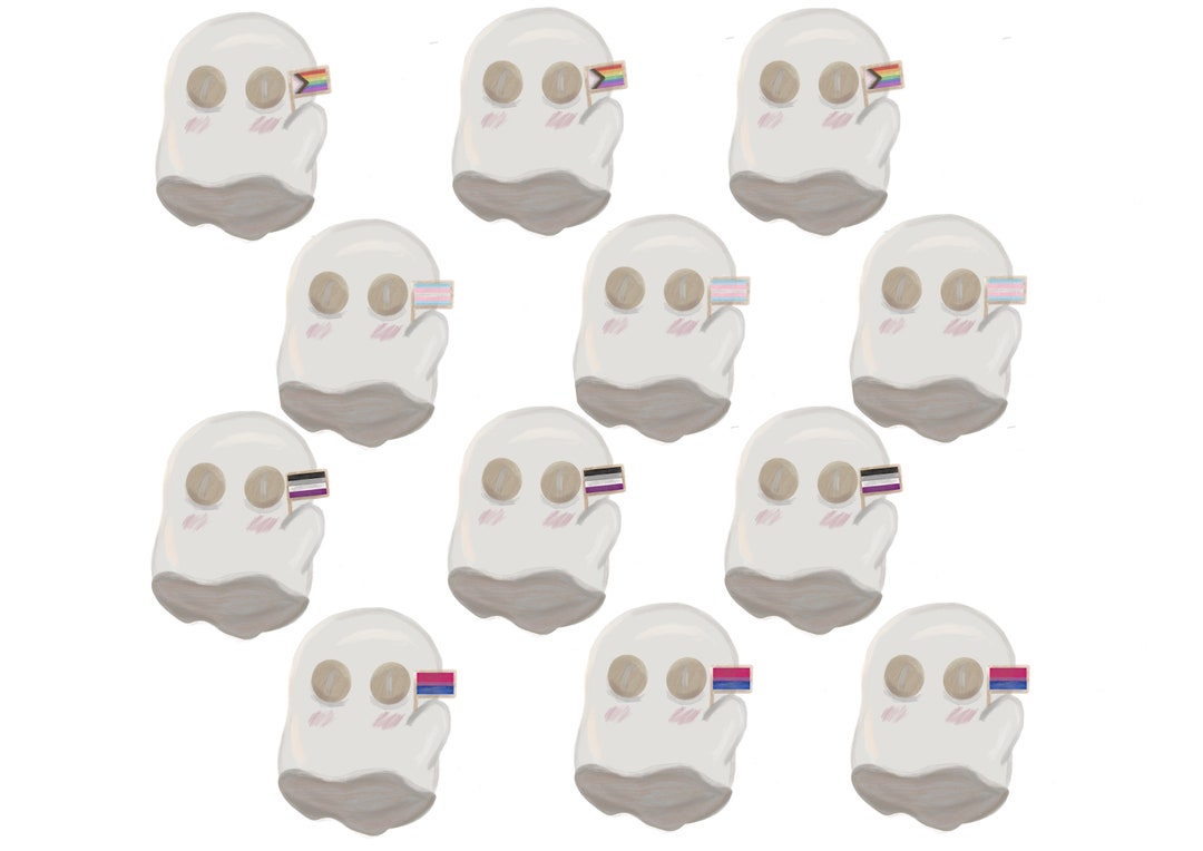 Pride Ghost Sticker| Cute Adorable Trans, Ace, Bi, Queer Ghost| Lgbt ...
