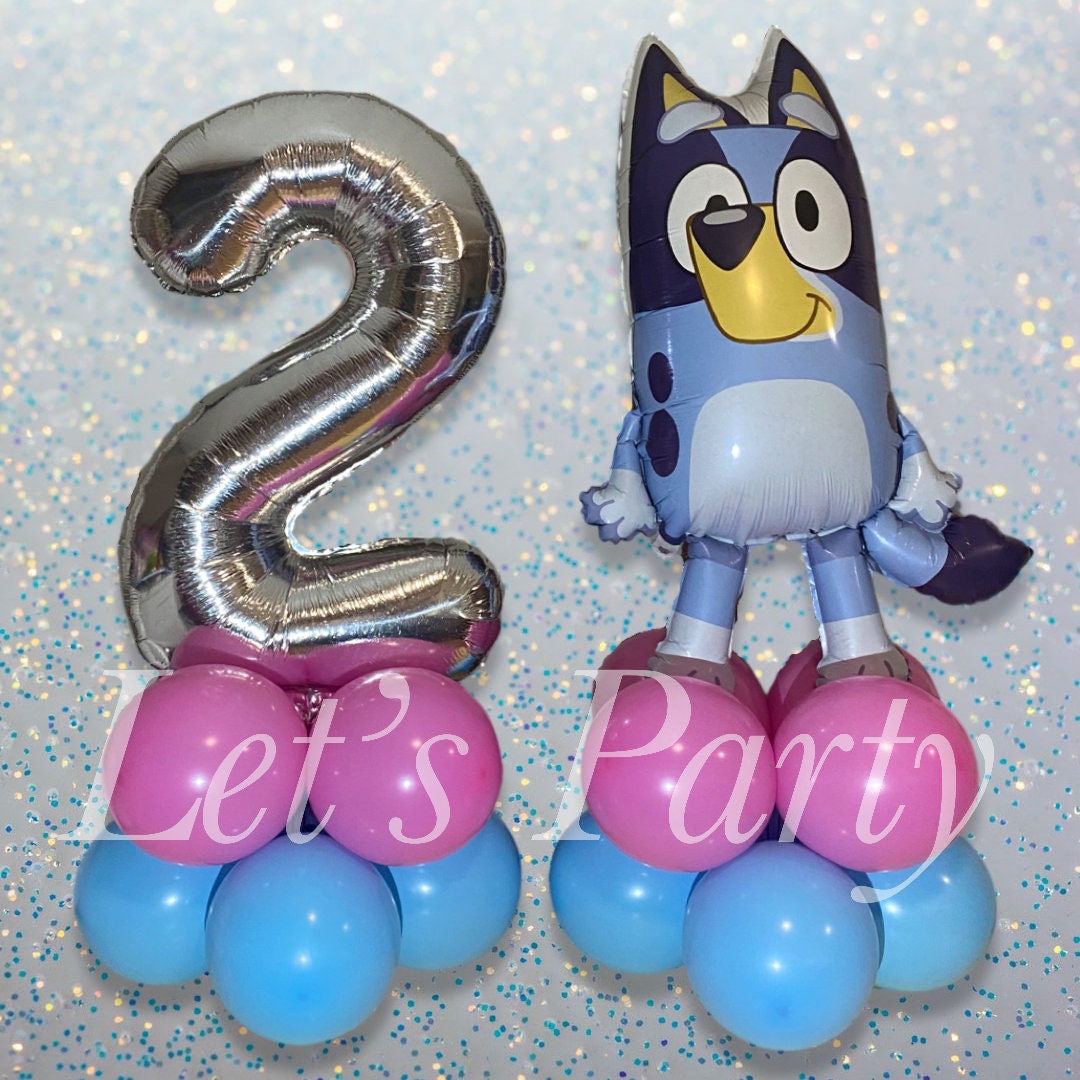 Large Bluey Character Cbeebies and Number Balloon Display Pink Blue ...
