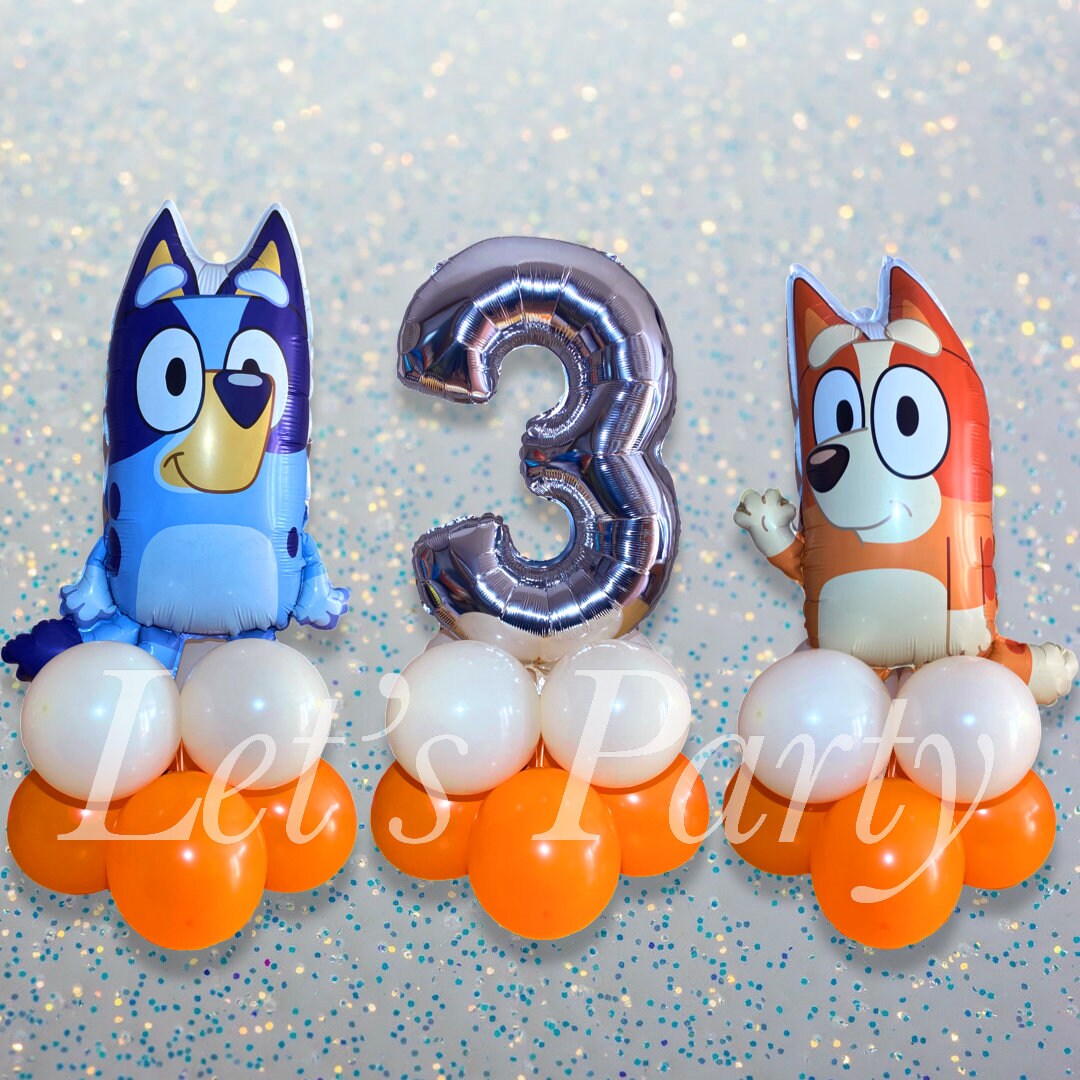 Large Bluey and Bingo Characters & Number Balloon Display Cbeebies Gift ...