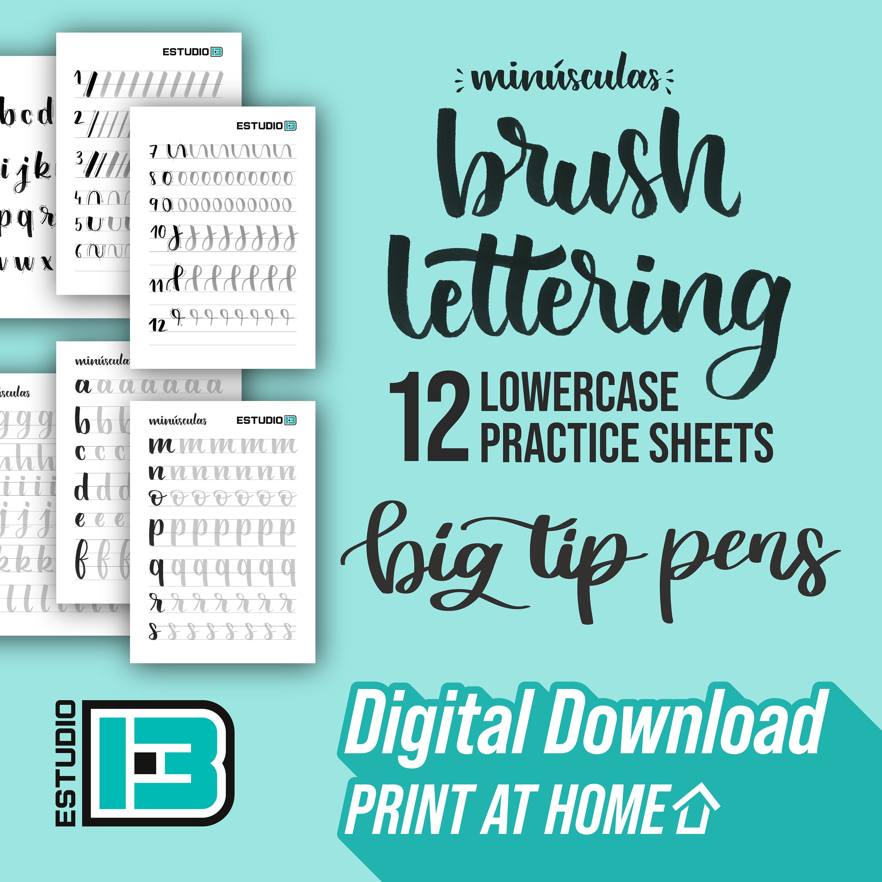 Hand Lettering Worksheets for Big Tip Pens, Hand Lettering Practice ...