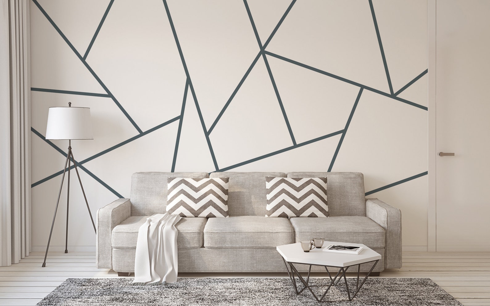 Office Wall Decals, Decorative Vinyl White Lines, Geometric Lines ...