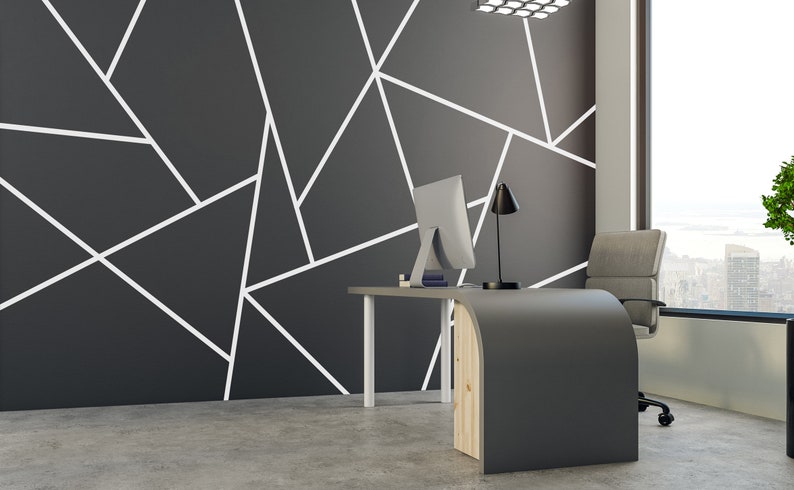 Black Lines Wall Decals, Decorative Vinyl Black Lines, Geometric Lines ...