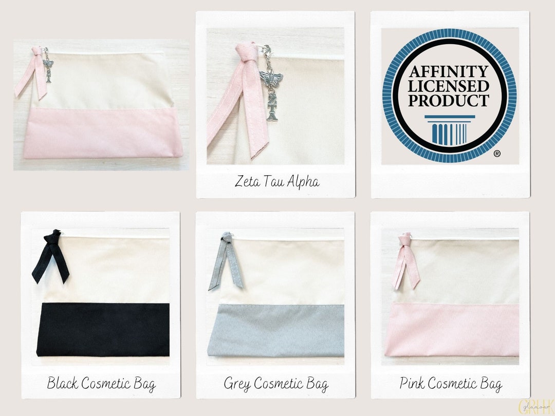 National Sorority Cosmetic Bag With Sorority Greek Letter Charm and ...