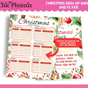 EDITABLE Christmas Potluck Invitation and Signup Sheet, Christmas ...