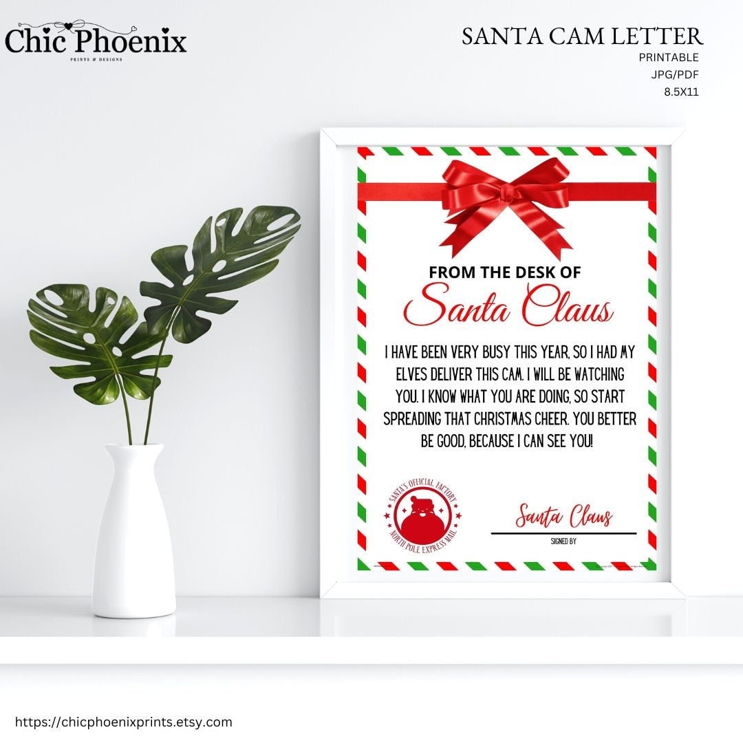 Santa Cam Letter, Printable Letter From Santa Claus,pdf,jpg - Etsy