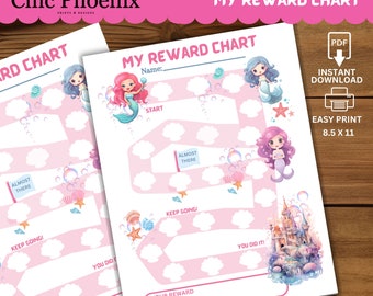 Printable Mermaid Reward Chart | Behavior, Motivational Chart | Kids ...