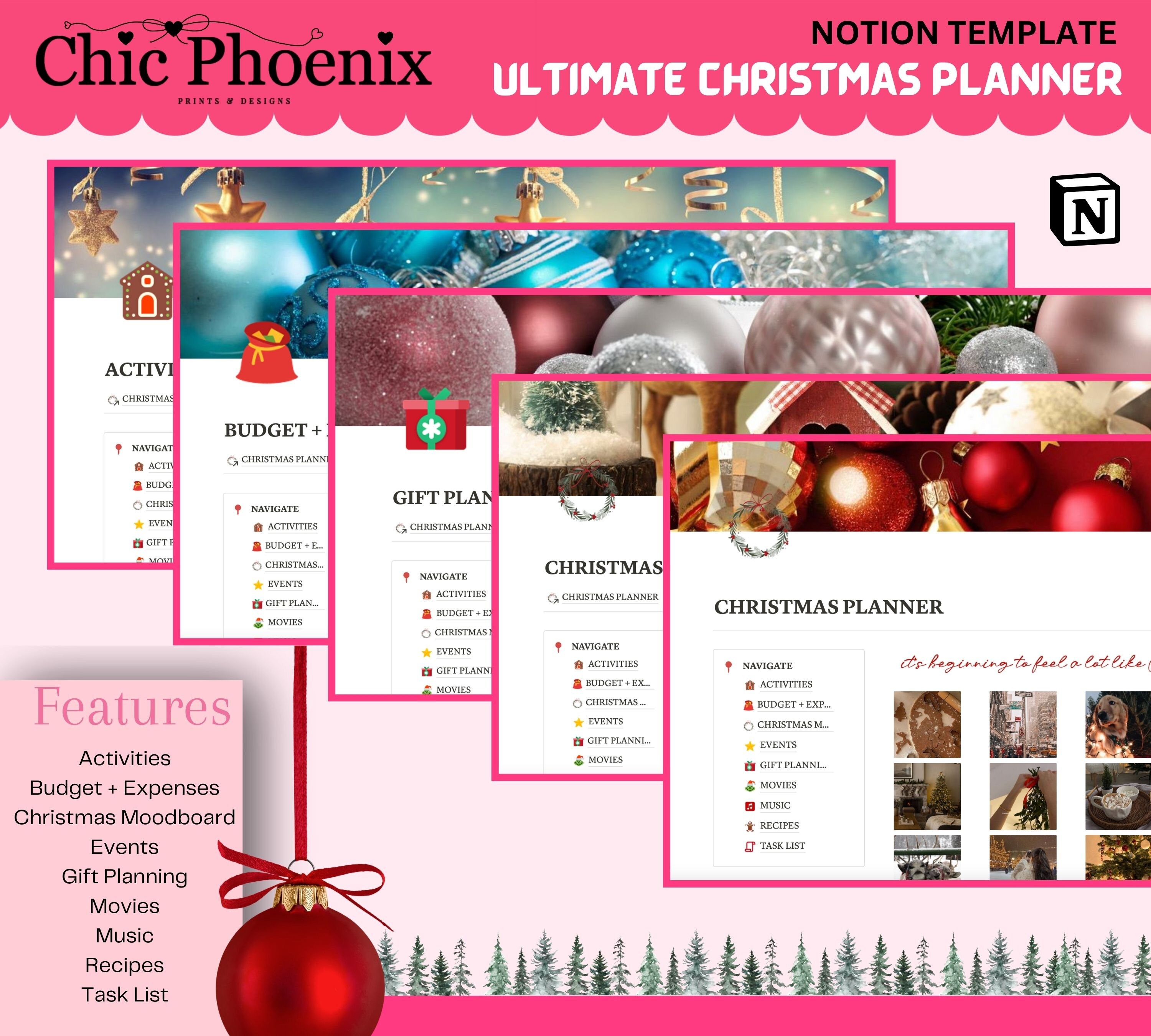 Notion Christmas Planner, Budget Gift Tracker Menu Decorating Planner ...