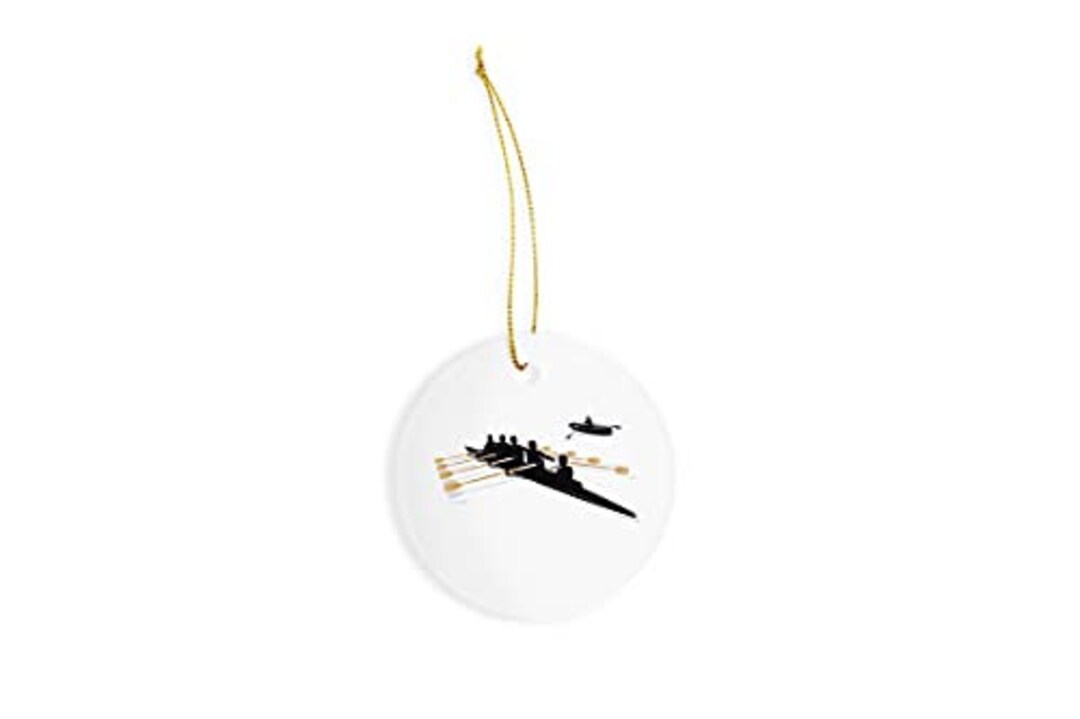 Rowing Boat Ceramic Ornament - Christmas Decorations - 3" Circle ...