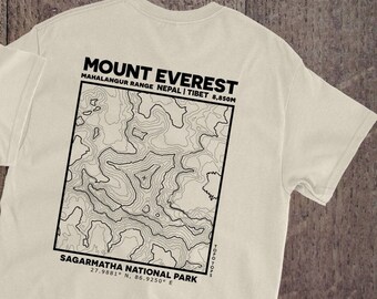 Mount Everest Topographic Map Unisex T-shirt | Etsy
