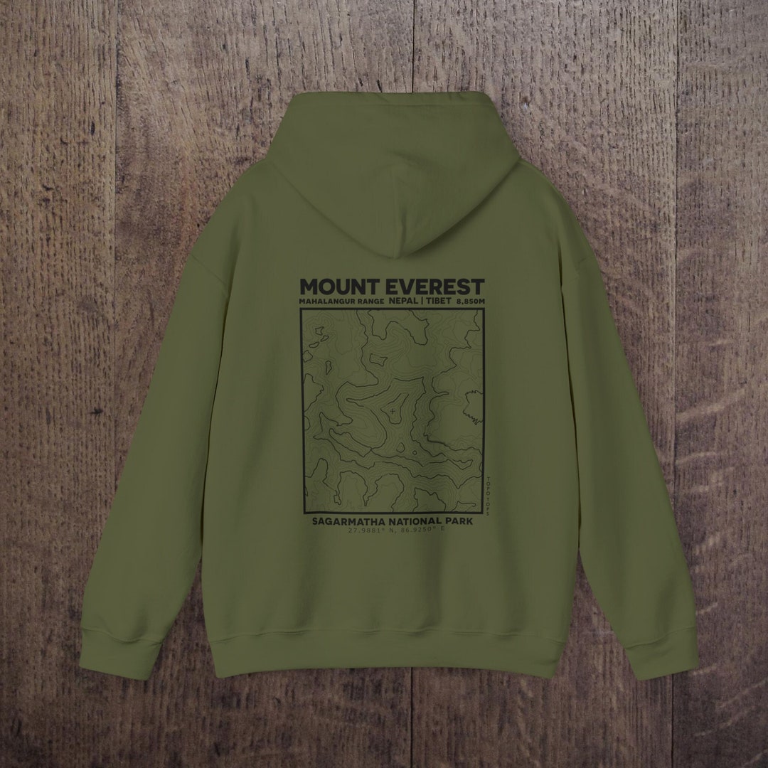 Mount Everest, Topographic Unisex Hooded Sweatshirt - Etsy