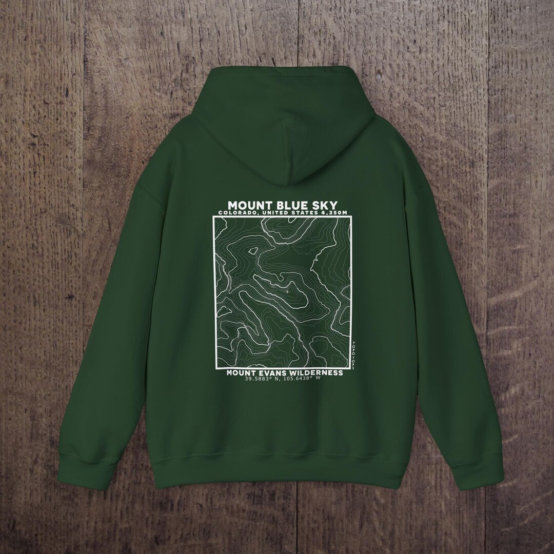 Mount Blue Sky, Topographic Map Unisex Hooded Sweatshirt - Etsy