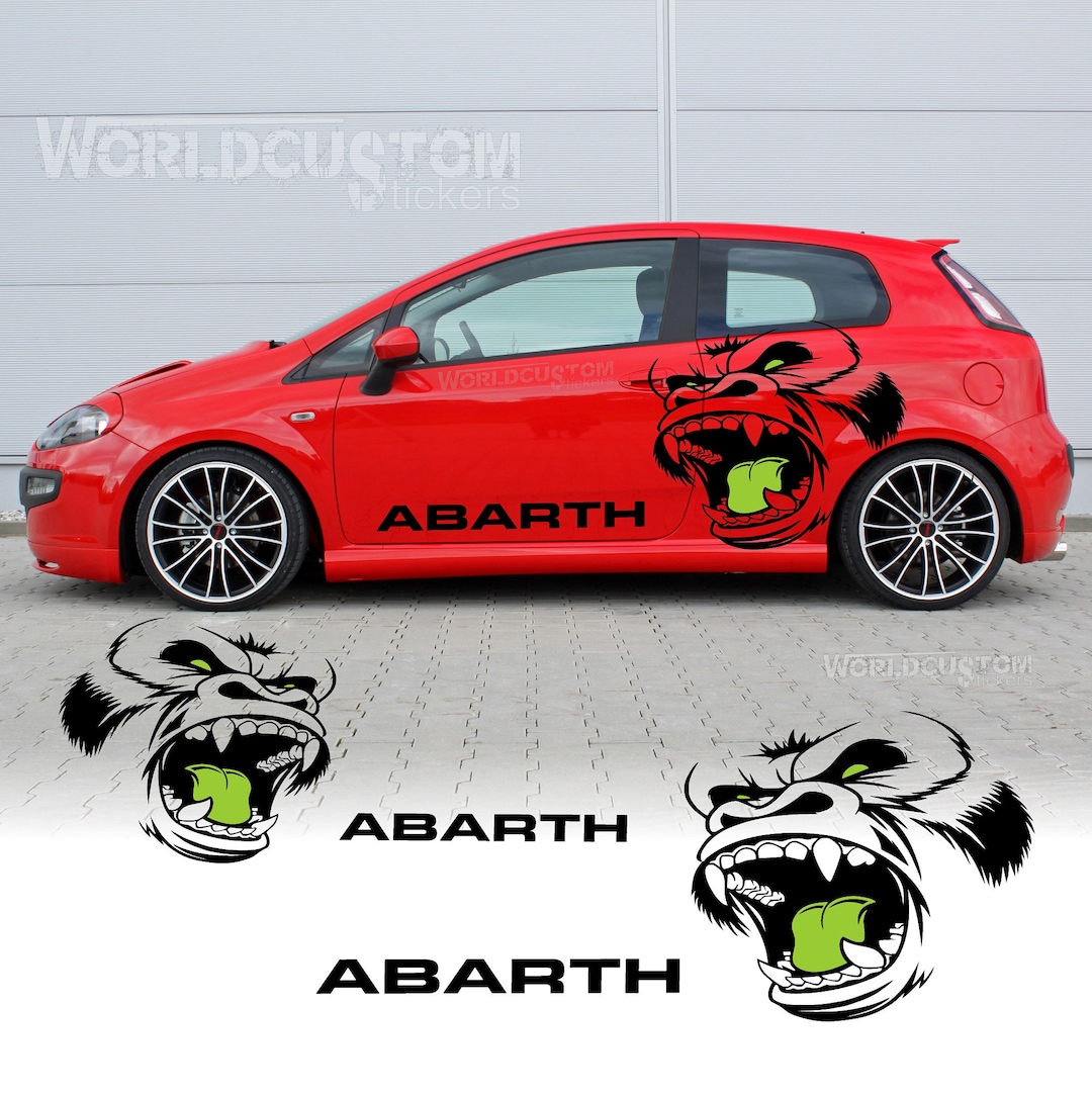Autocollants latéraux pour Fiat Punto Abarth Angry Kong Auto Tuning ...