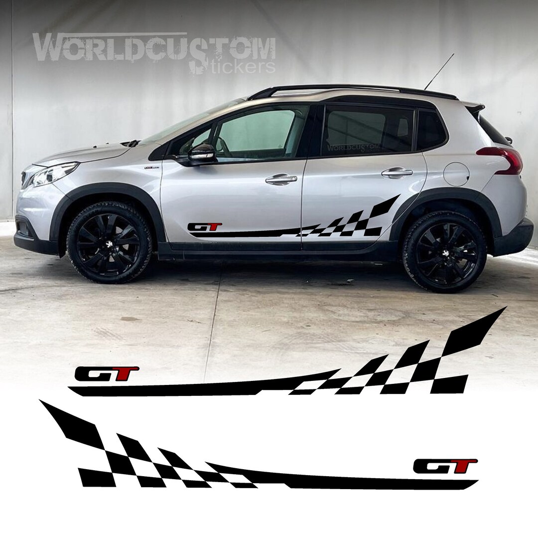 Stickers Side Bands Checkerboard for PEUGEOT 2008 GT Line Auto Tuning ...