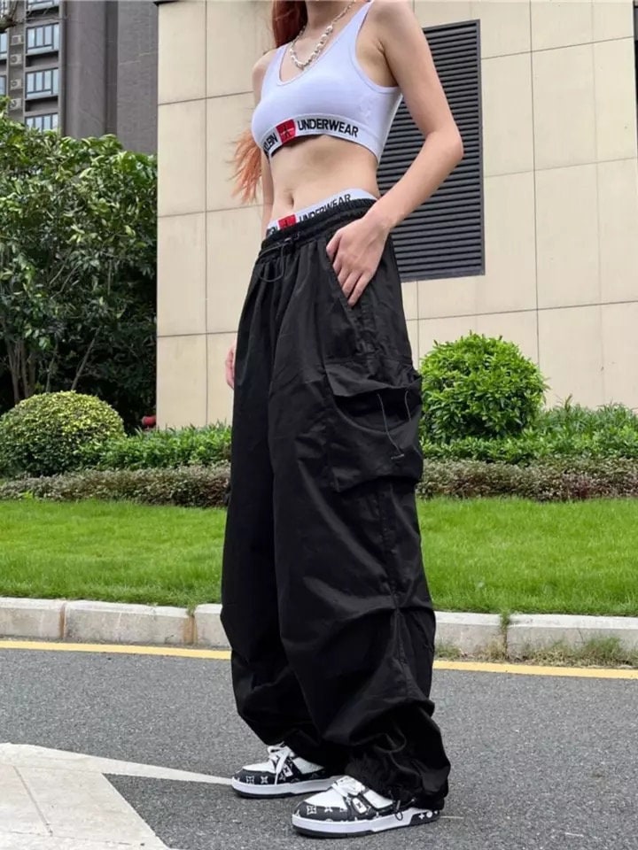 Parachute Pants Cargo Y2k Baggy Street Wear Etsy Uk