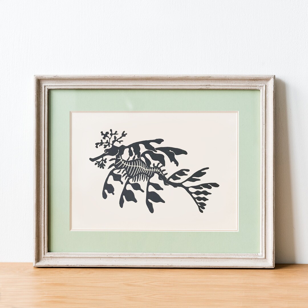 Leafy Sea Dragon Print / Seahorse / Block Printing / A5 Print - Etsy