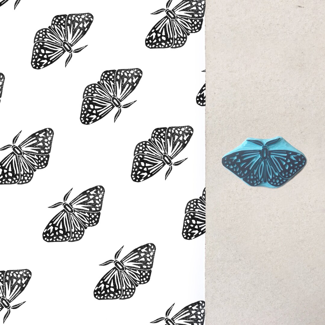 Moth Rubber Stamp / Block Printing / 1 Stamp / Butterfly / Hand Carved ...