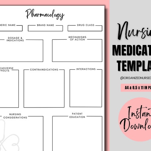 Pharmacology Nursing Template Nursing Student Printable - Etsy Pharmacology Nursing Template Nursing Student Printable - Etsy