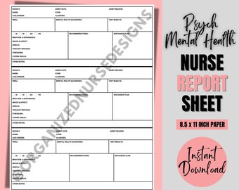 Psych Nursing Report Sheet - Etsy