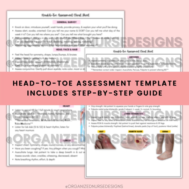 Head-to-toe Assessment Template Nursing Student - Etsy