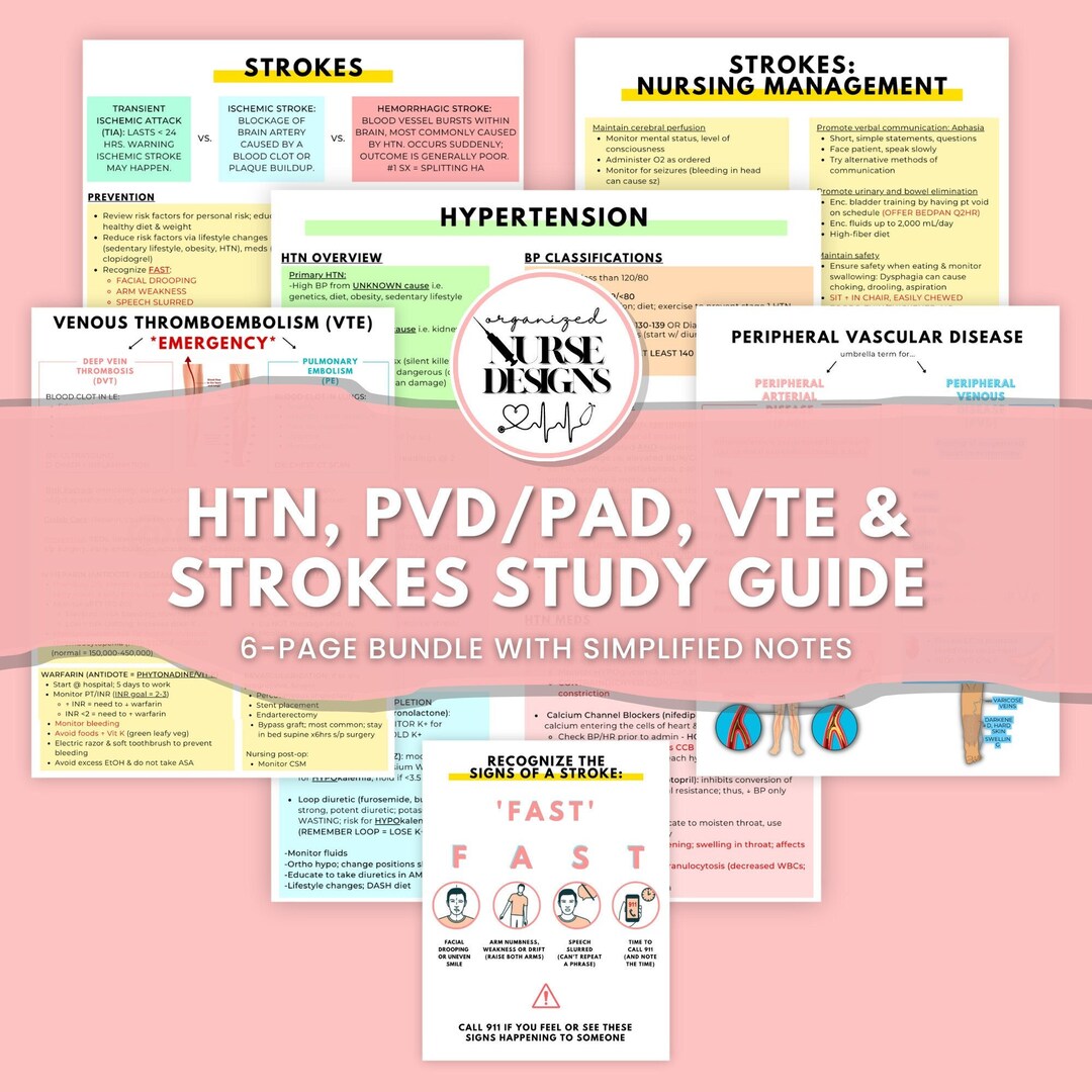 Cardiac Nursing School Study Guide: Hypertension, PVD Vs. PAD, DVT ...