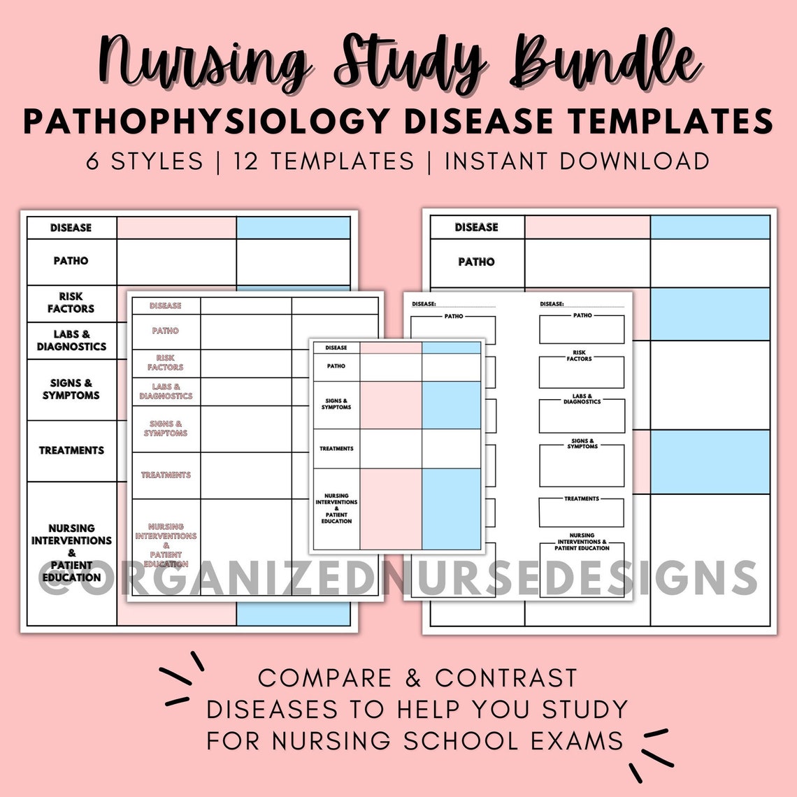 Nursing School Notes Template Nursing Student Nurse - Etsy