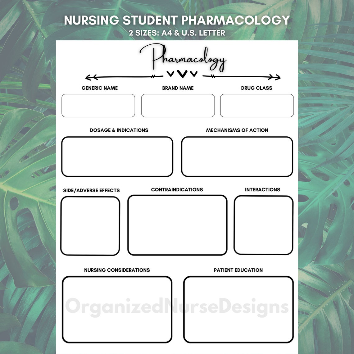 Nursing Pharmacology Template: Medication Study Guide (PDF Download) - Etsy
