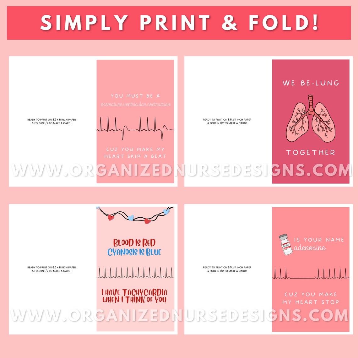 Funny Medical Valentine's Day Cards: Printable Nurse Valentines (PDF ...