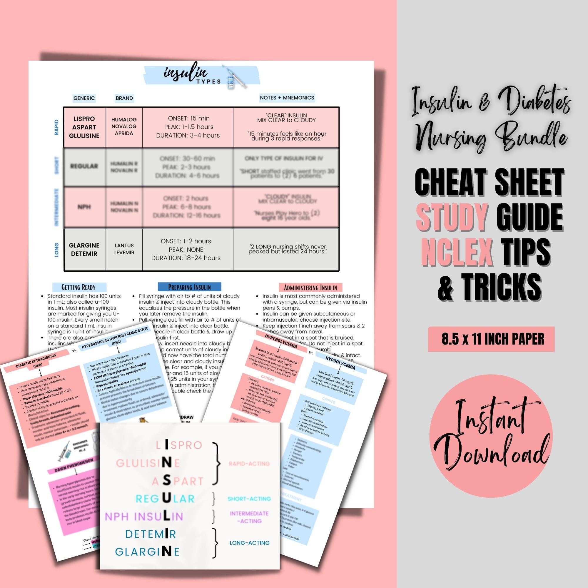 Diabetes Nursing School Notes Bundle | Nursing Student | Nursing Study ...