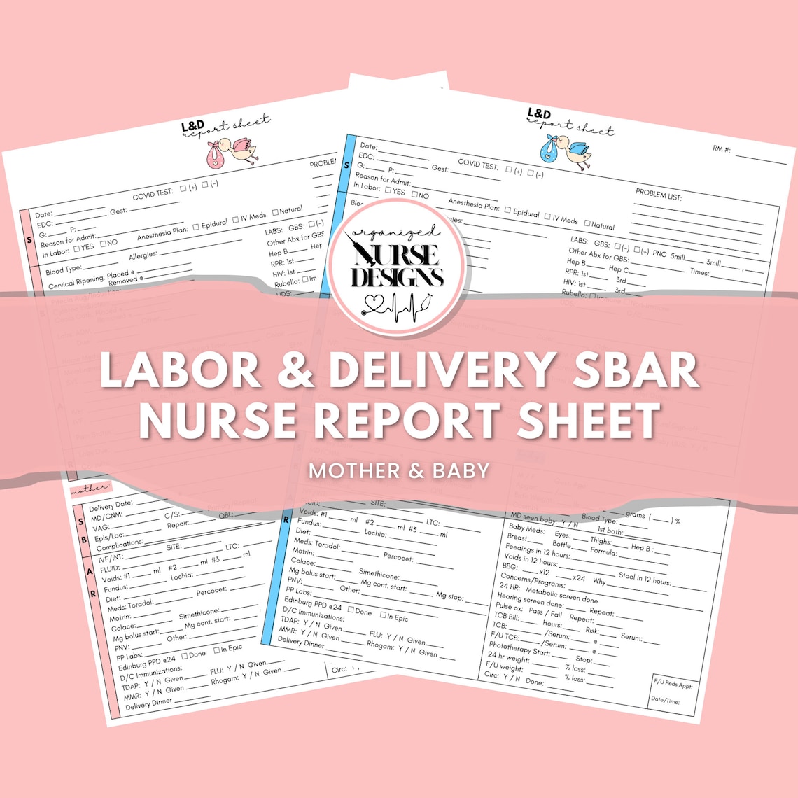 Labor and Delivery Nurse Report Sheet SBAR | Nurse Brain Sheet | OB ...