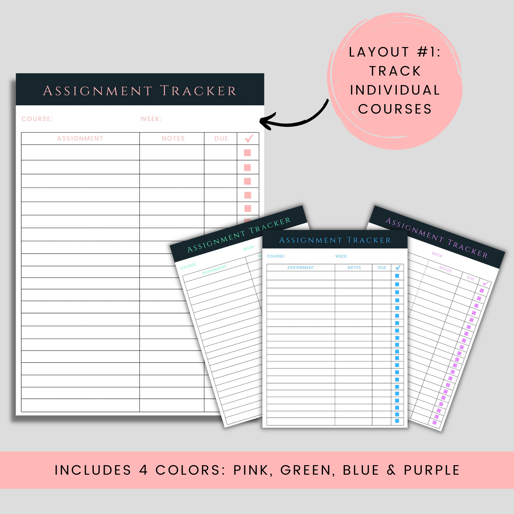 Assignment Tracker Printable Homework Log Template Nursing School ...