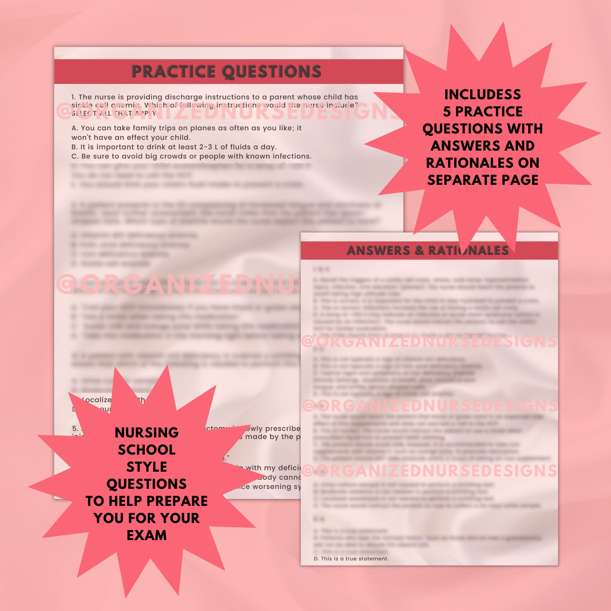 Anemia Nursing School Notes Bundle Study Guide With Practice Questions ...