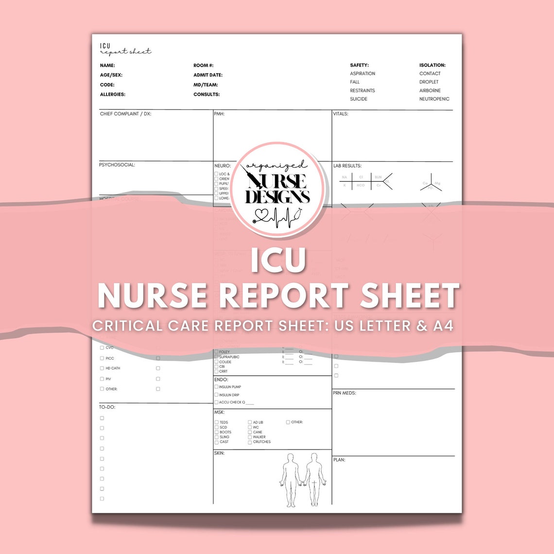 ICU Nurse Report Sheet Nurse Brain Sheet Critical Care Nurse Handoff ...