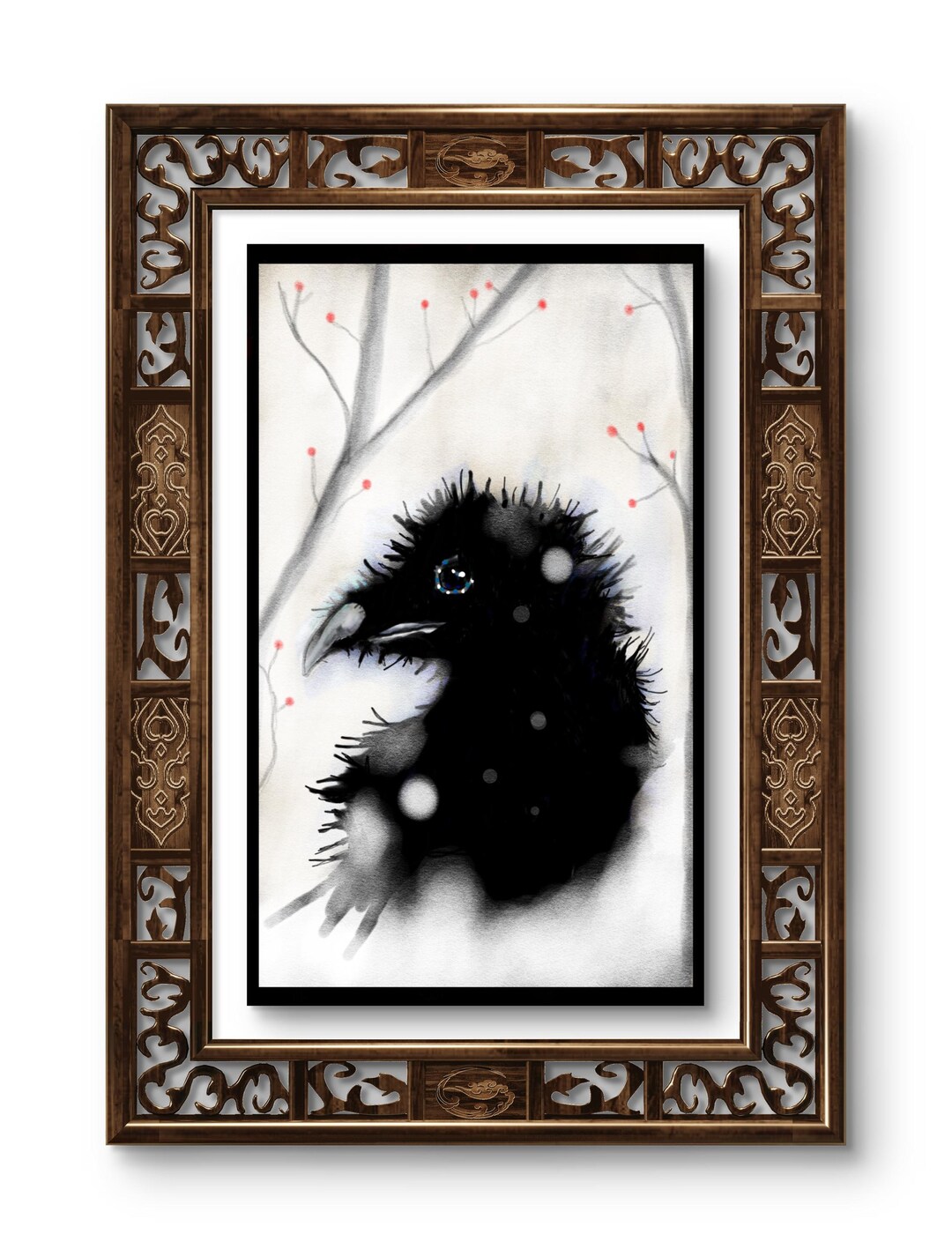 Raven Art Print Raven Art Wildlife Art Bird Corvidae Raven Raven Gift ...