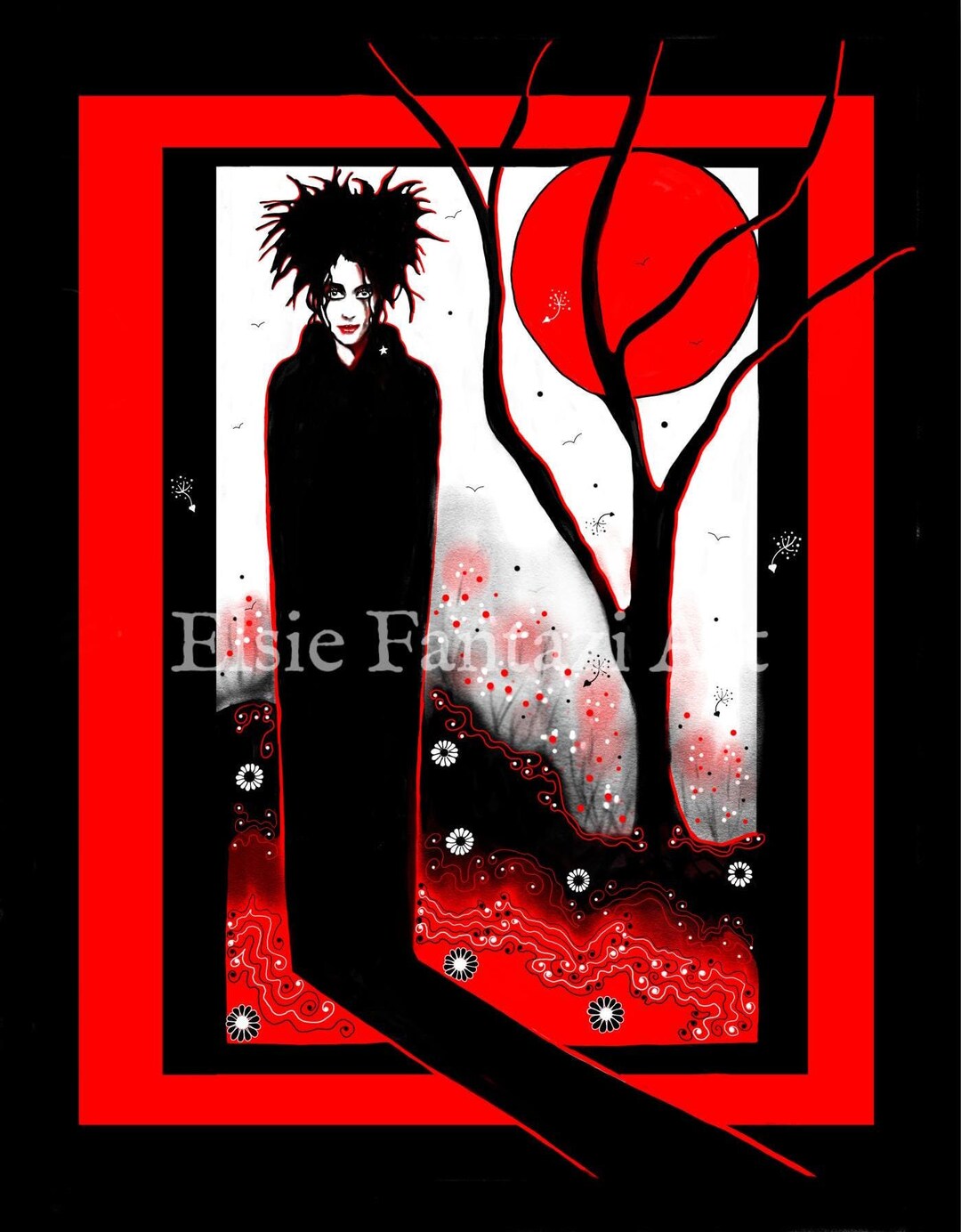 The Shadow Art Print - Robert Smith - Gothic Art - the Cure - Wall Art ...