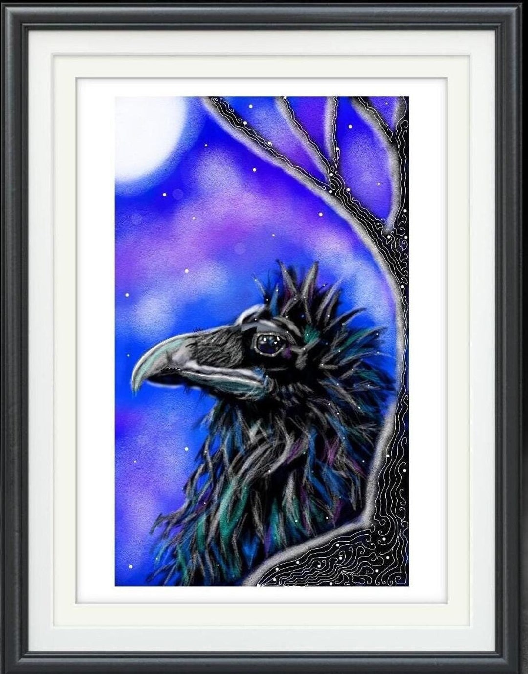 Raven Art Print Raven Art Wildlife Art Bird Corvidae Raven Raven Gift ...