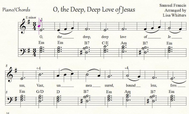 O The Deep Deep Love Of Jesus Piano Arrangement Easy Intermediate