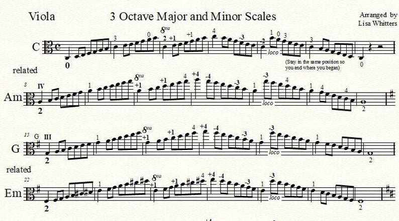 Viola: 3 Octave Major and Minor Scales for Viola - Etsy