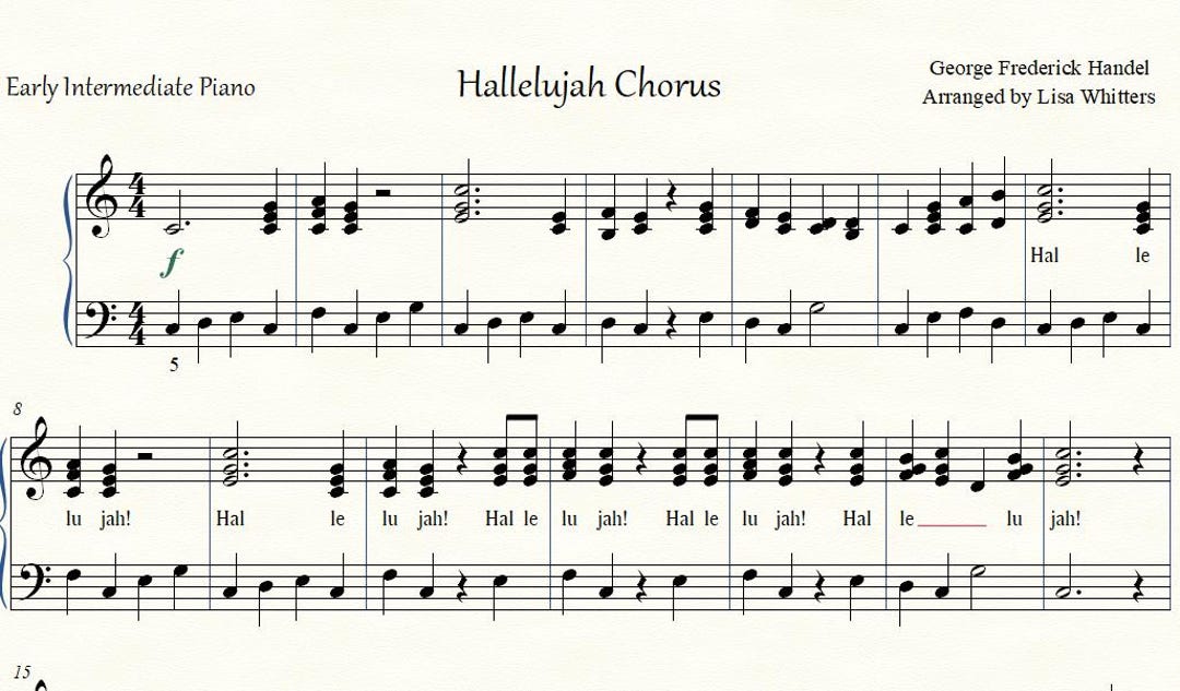 Hallelujah Chorus for Intermediate Piano (digital Download) - Etsy