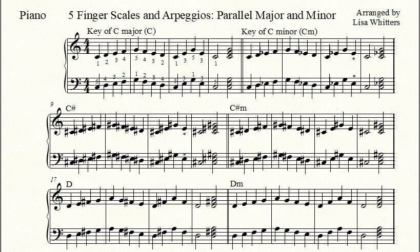 Five Finger Piano Scales and Arpeggios, Major and Minor - Etsy