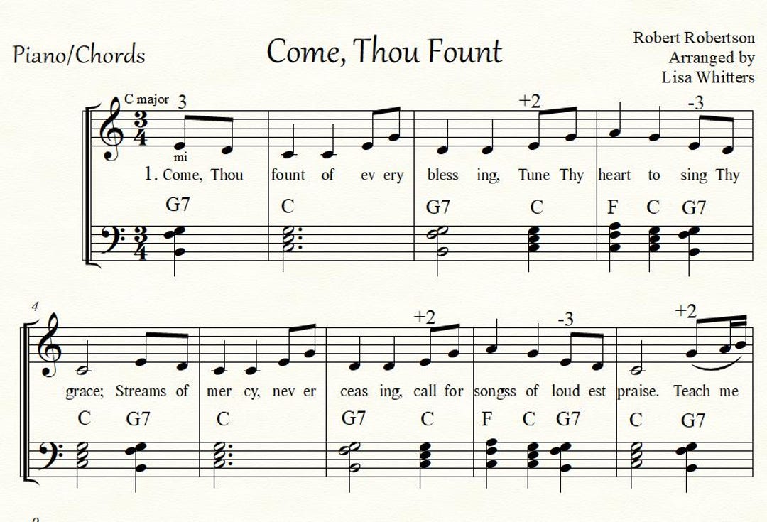 Come, Thou Fount, 2 Piano Arrangements: 1 Easy and 1 Intermediate - Etsy