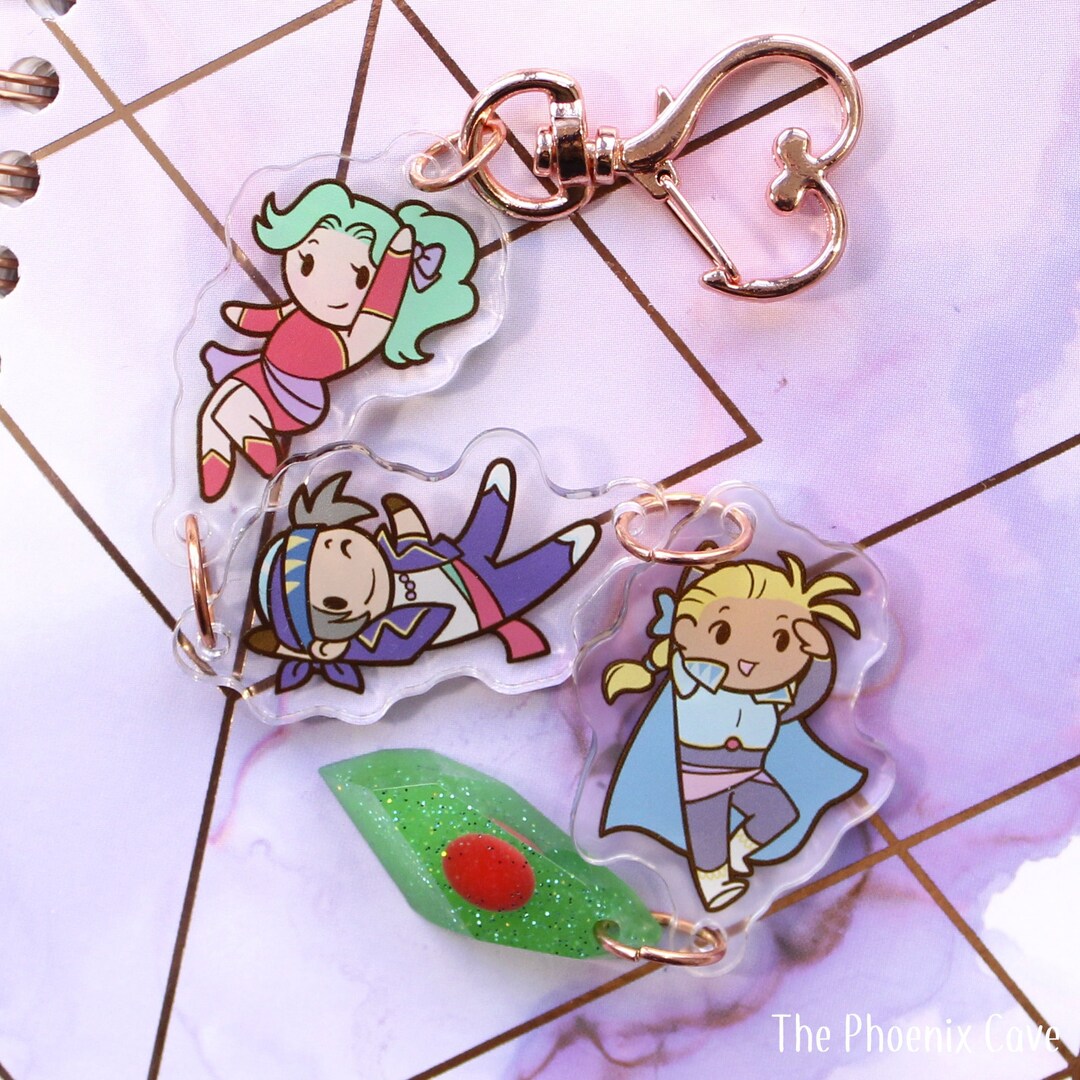 FF6 Terra Locke Edgar Linked Charms SILVER Heart Clasp Final Fantasy 6 ...