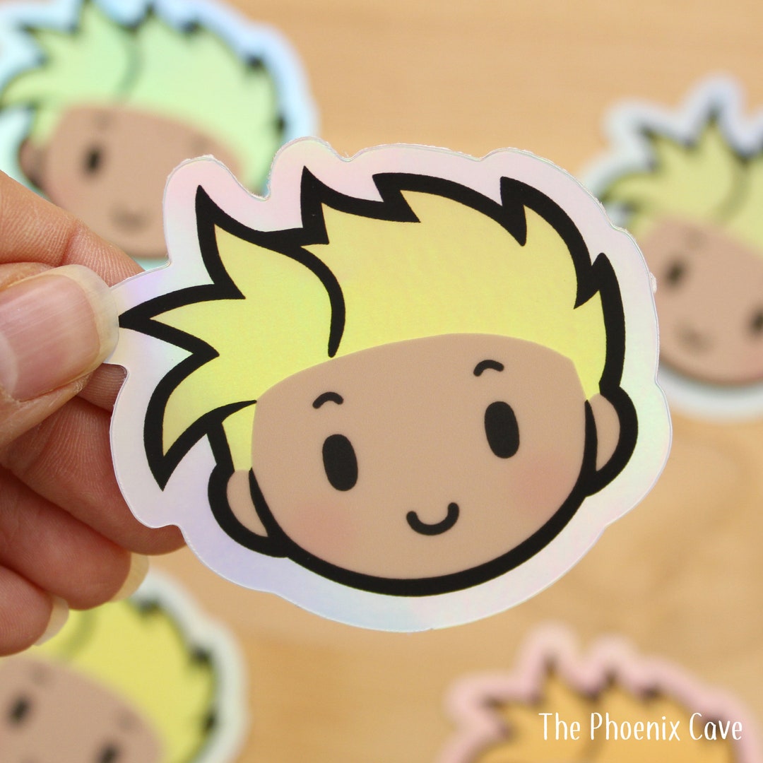 FF6 Sabin 2.50 Holographic Vinyl Stickers Chibi Face 3 Tall Final ...