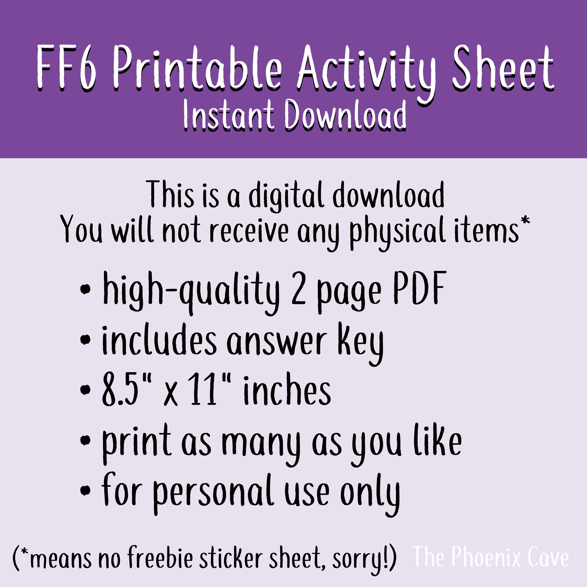 Printable FF6 Activity Sheet - Locke's Maze - Instant Digital Download ...