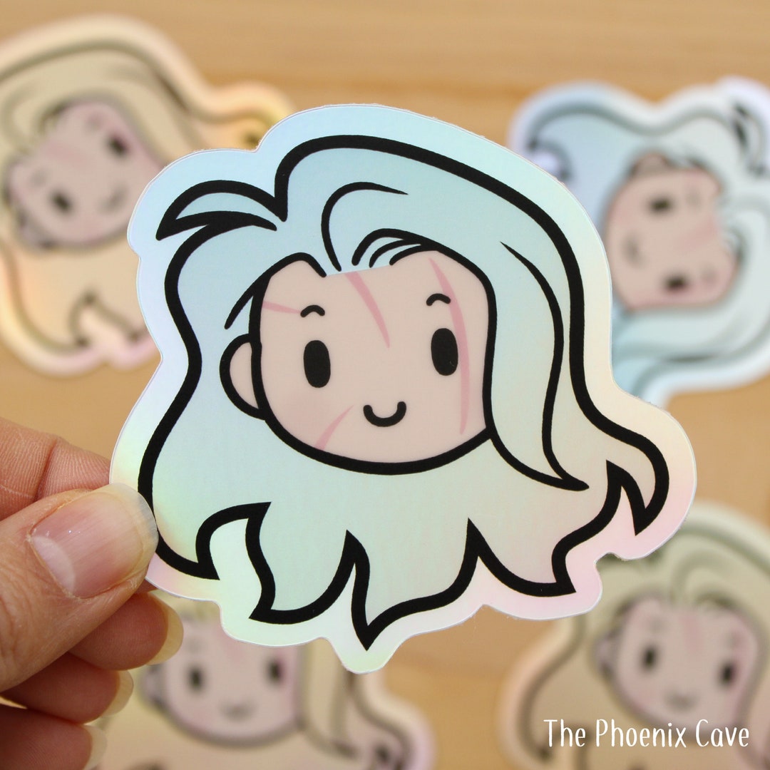 FF6 Setzer - 3.25" Holographic Vinyl Stickers - Chibi Face - 3" Tall ...