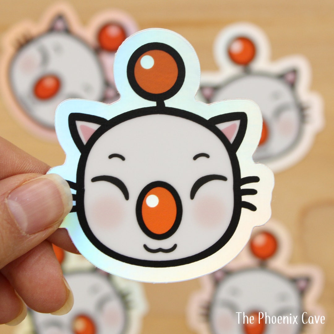 FF6 Mog - 2.75" Holographic Vinyl Stickers - Chibi Face - 3" Tall Final ...