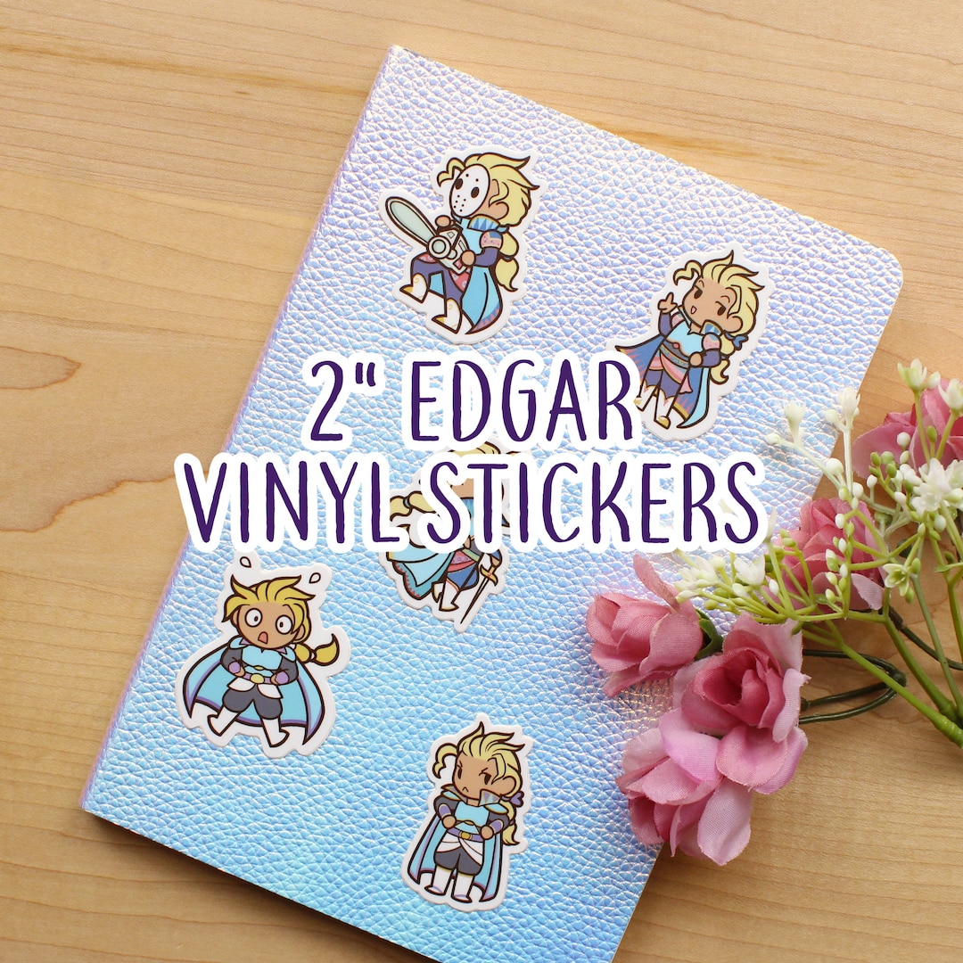 FF6 Edgar 2" Stickers - 5 Designs - Cute Final Fantasy VI Waterproof ...