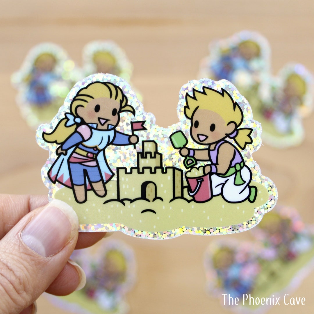 FF6 Edgar and Sabin - 3" Glitter Vinyl Sticker - Cute Final Fantasy VI ...